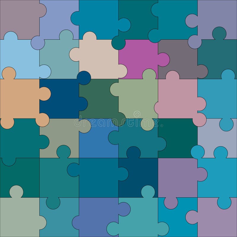 Colorful Blank Puzzle of 36 Elements. Raster Stock Illustration ...