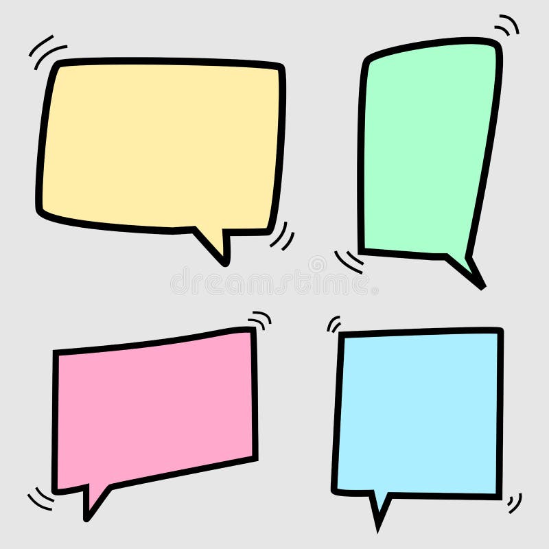 Speech Bubbles Set; Blank Different Pastel Color Chat Box In Black ... Speech Bubbles Set; Blank Different Pastel Color Chat Box In Black ...