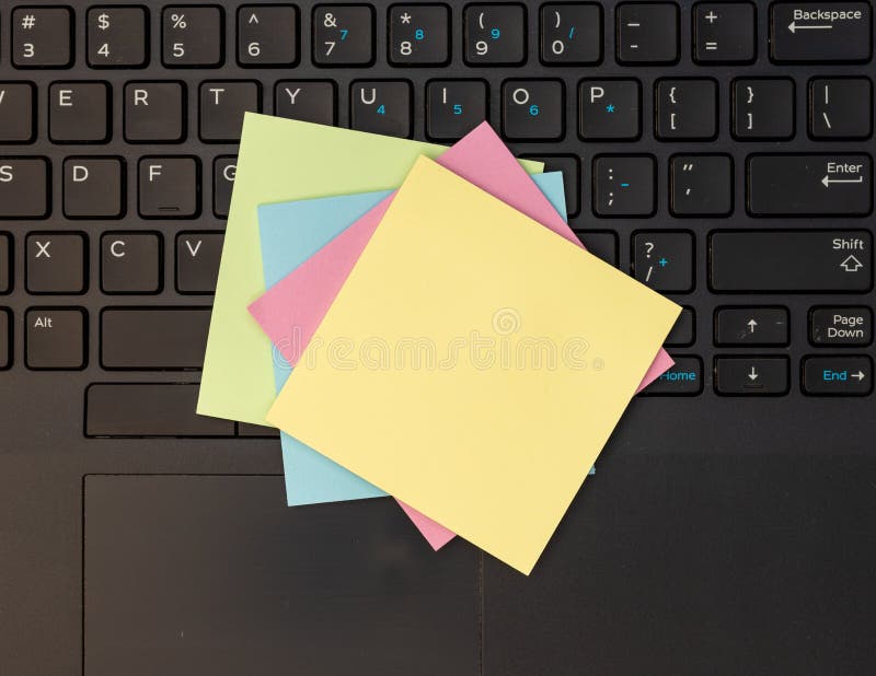 Colorful Blank Sticky Note on a Laptop Stock Photo - Image of laptop ...