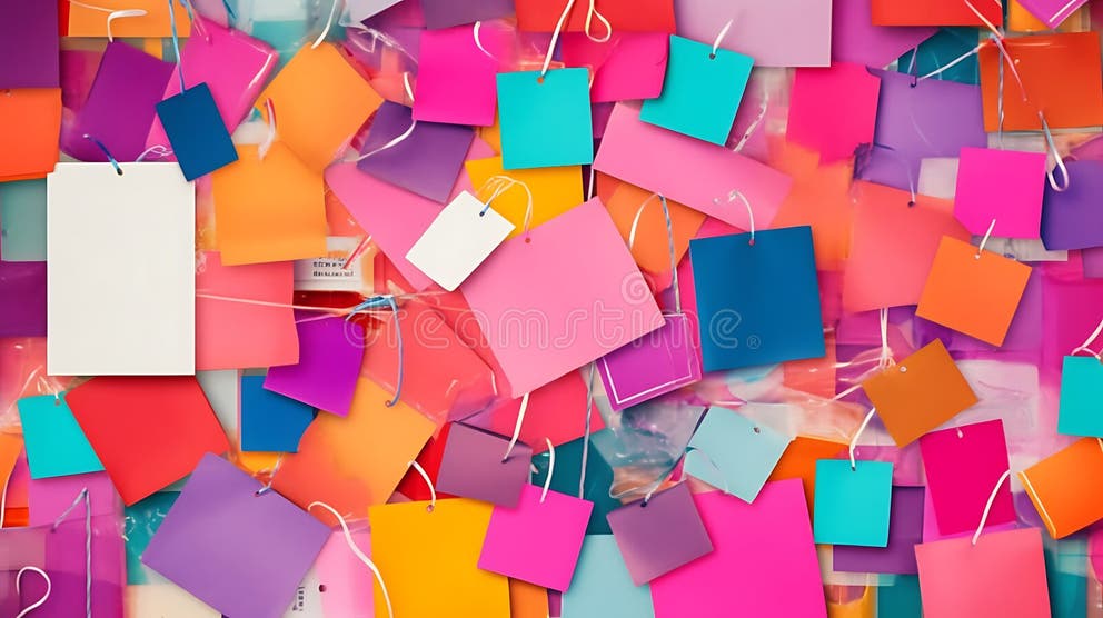 Colorful Blank Tags Arranged in a Random Pattern Stock Illustration ...