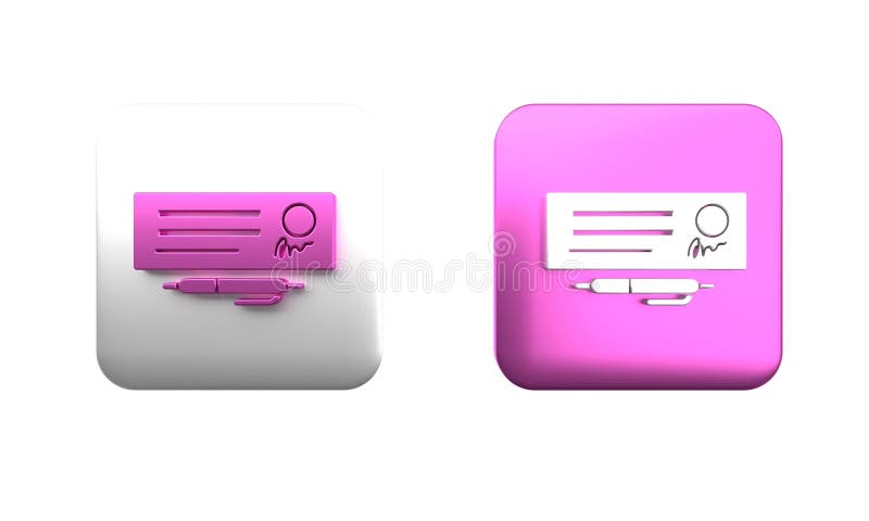 Colorful Blank Template of the Bank Check and Pen Icon Isolated on ...
