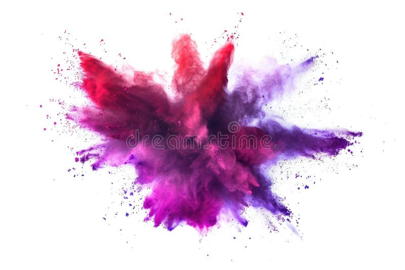 A Colorful Blast of Pink and Purple Powder Explodes on a Clean White ...