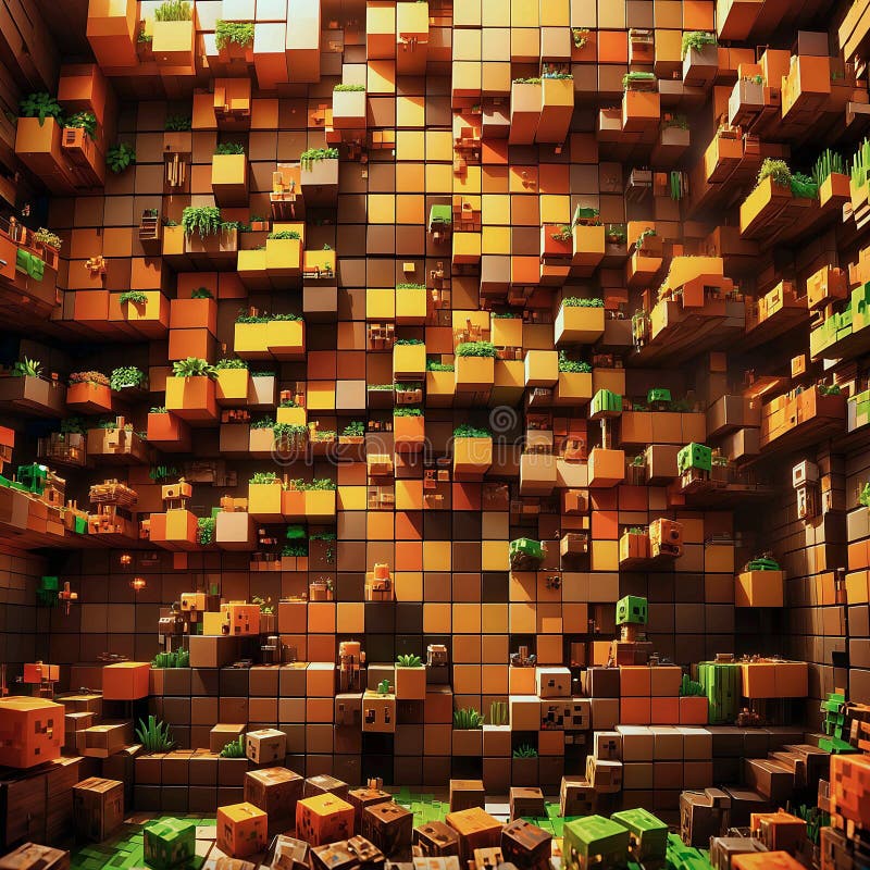 Colorful Block Structures Vibrant Greenery Minecraft Aesthetic Gaming ...