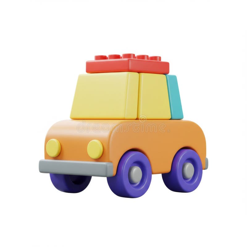 Colorful Block Toy Car on White Background Stock Illustration ...