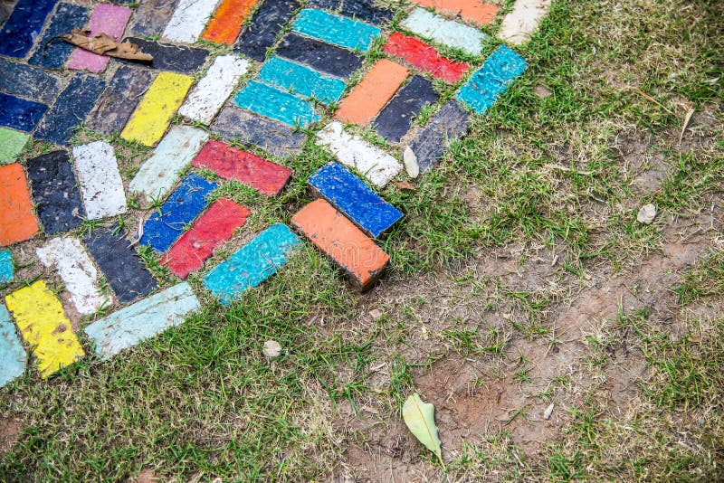 Colorful Block on the Walkway Stock Photo - Image of cobblestone ...