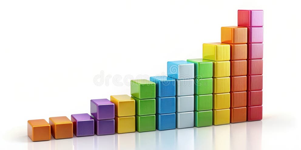 Colorful Blocks Ascending in a Stair-step Pattern Representing Growth ...