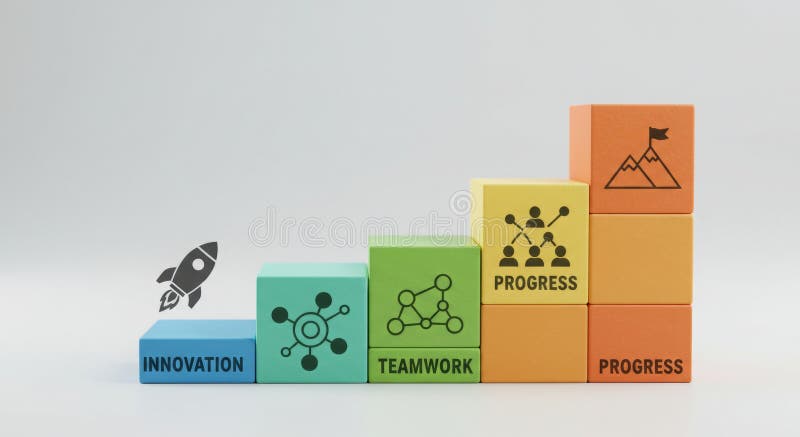 Colorful Blocks Depicting Innovation, Teamwork, and Progress Tow Stock ...