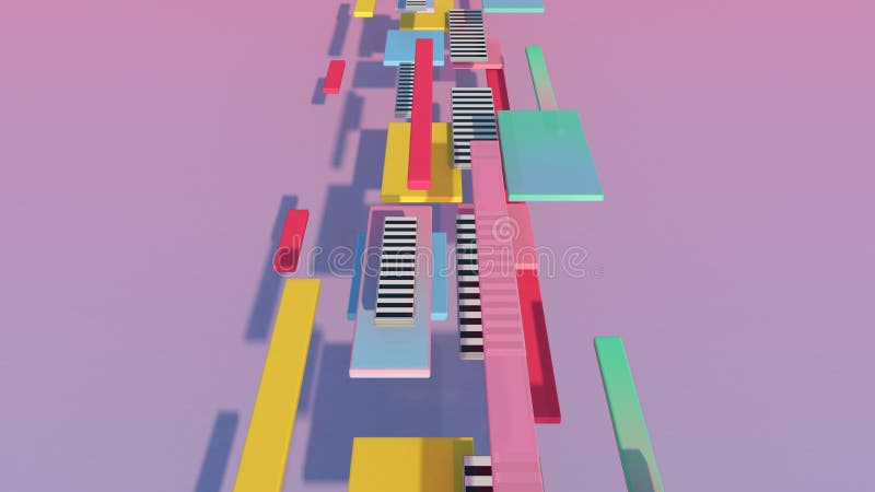 Colorful Blocks Flying. Abstract Illustration, 3d Render Stock ...