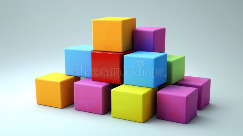 Colorful Blocks Pyramid: a Vibrant 3D Rendering of a Pyramid Structure ...