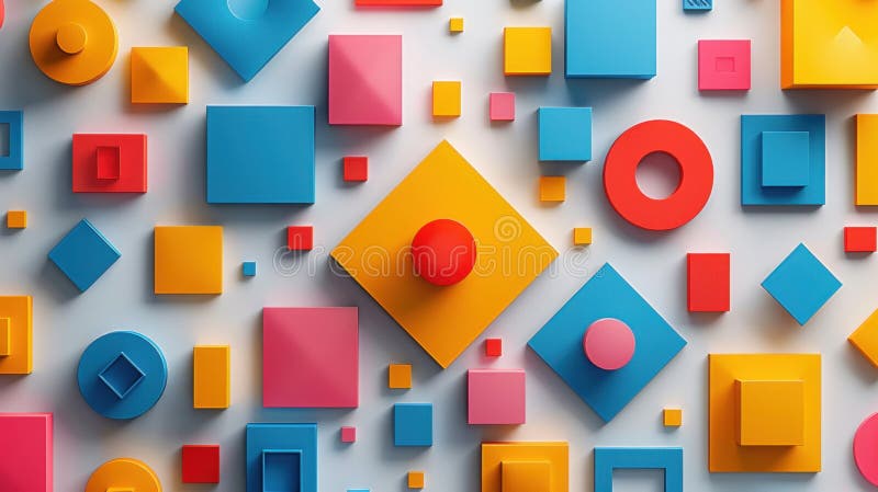 Colorful Blocks Stacked on White Surface Create Educational Toy Design ...