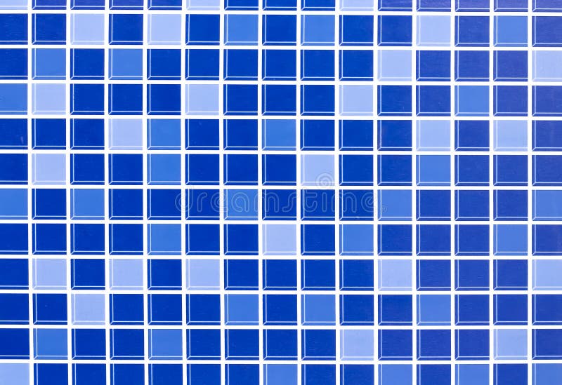 Colorful Blue Ceramic with Square Seamless Patterns on Wall Background ...