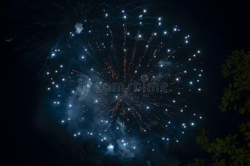 Colorful Blue Firework. stock image. Image of smoke - 327154009