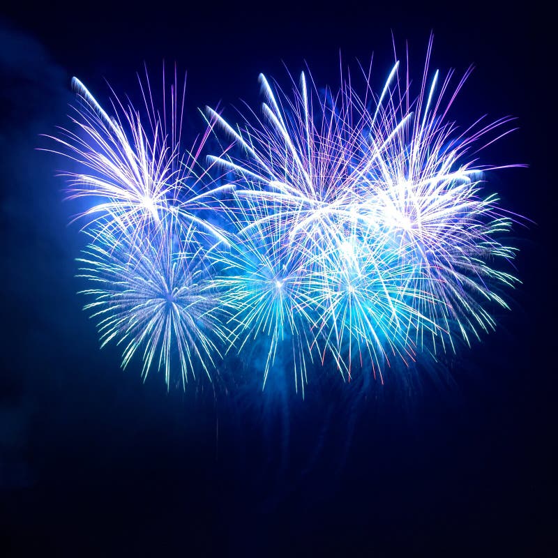 Colorful blue fireworks stock image. Image of black, festive - 64473851