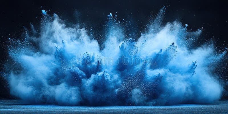Colorful Blue Powder Explosion Creates Captivating Visual Effect in a ...