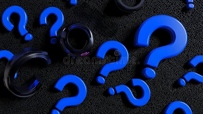 Colorful Blue Question Marks on a Dark Surface Stock Illustration ...