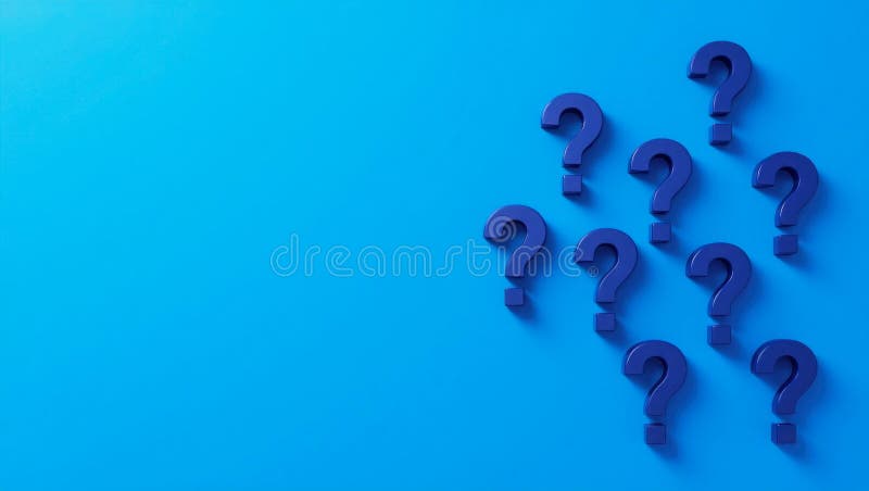 Colorful Blue Question Marks on Vivid Blue Background with Space Stock ...