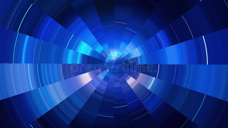 Colorful Blue Rotating Blades Abstract Glowing Circle, Tunnel ...