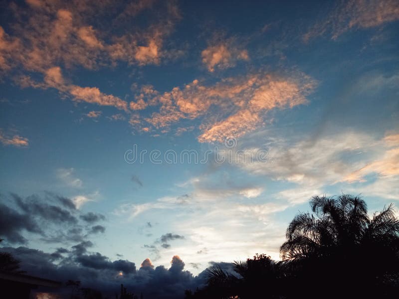 Colorful Blue Sky in the Late Afternoon in the Backyard of a House ...