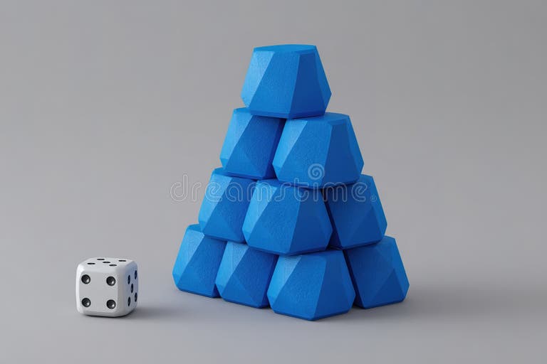 Colorful Blue Stacking Blocks Arranged in a Pyramid Shape beside a ...