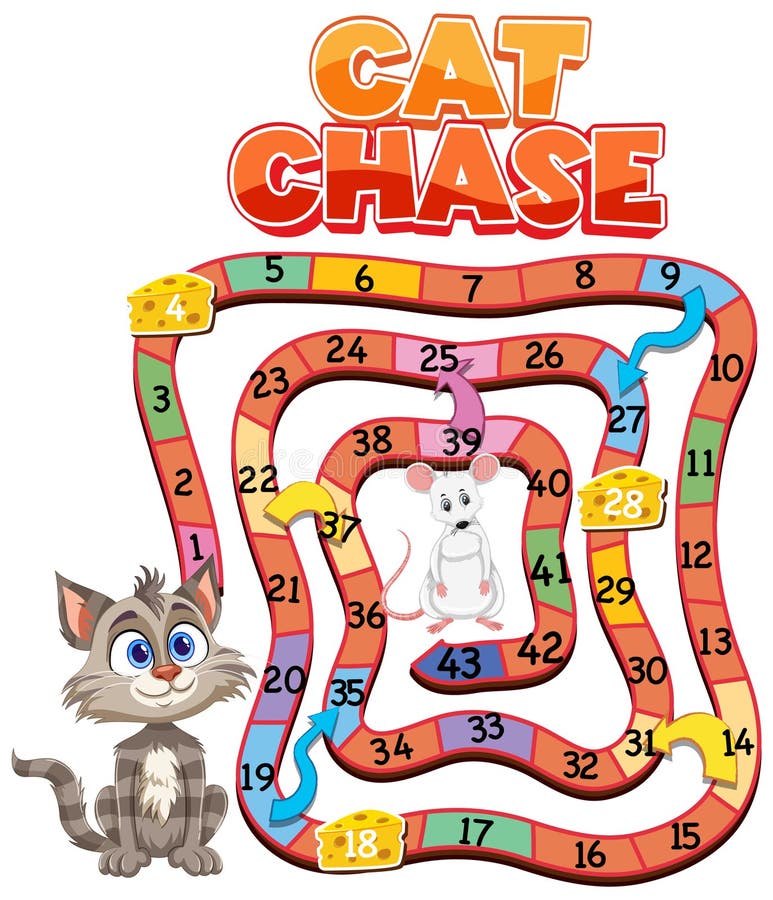 Board Game with Cat and Mouse Characters Stock Vector - Illustration of ...