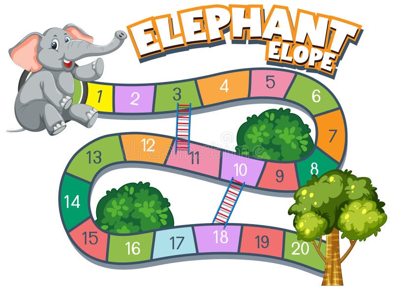 Board Game Path with Playful Elephant Stock Vector - Illustration of ...
