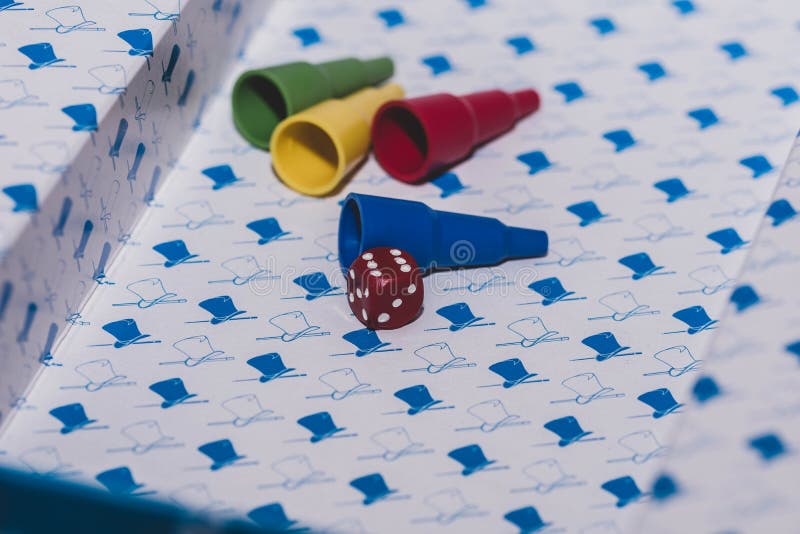 Colorful Board Game Pawns and Dice Stock Image - Image of gambling ...