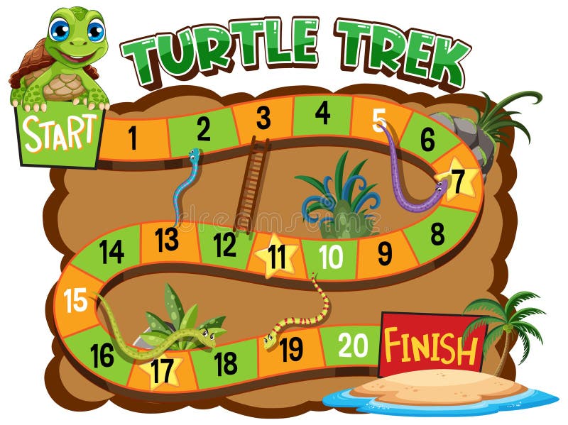 Board Game with Turtles and Obstacles Stock Vector - Illustration of ...