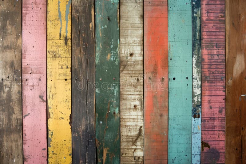 Colorful Board Wall with Diverse Wood Textures Stock Illustration ...