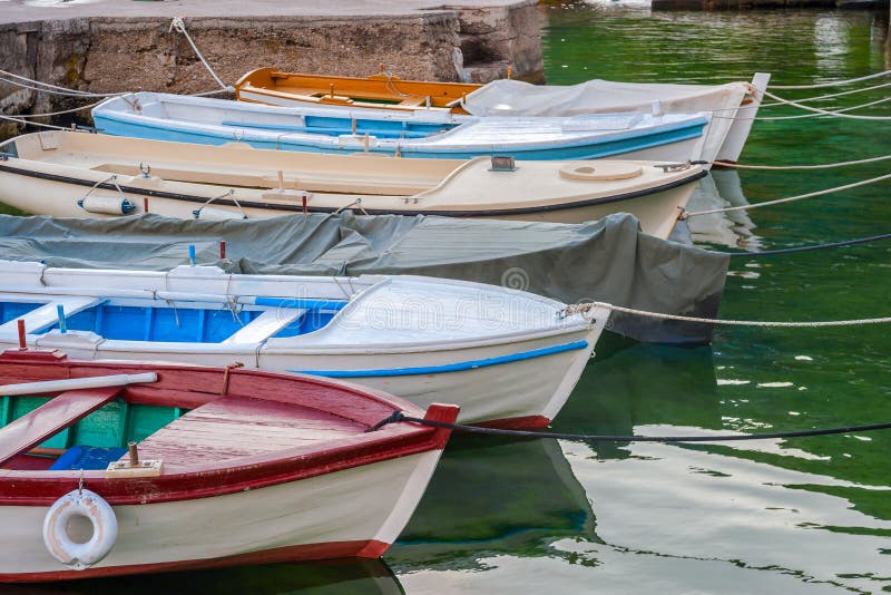 Colorful boats in dock stock photo. Image of blue, tourism - 106620140