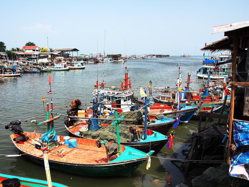 Colorful boats on a dock stock image. Image of dock, ocean - 67902103