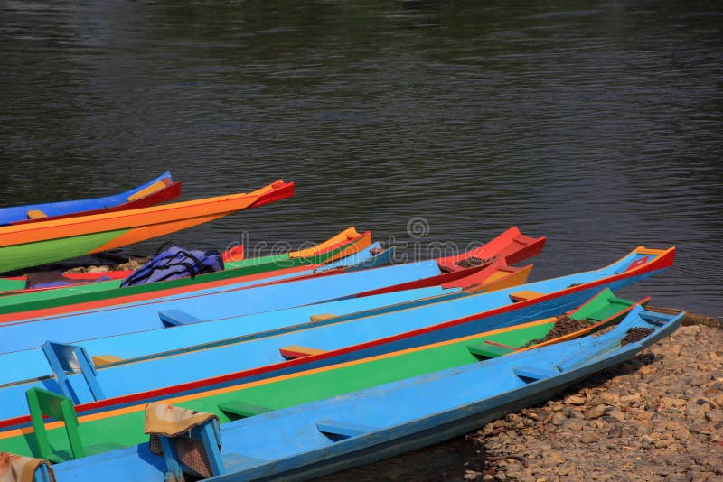 Colorful Boats at Riverside Stock Image - Image of gravel, scenic: 38862081