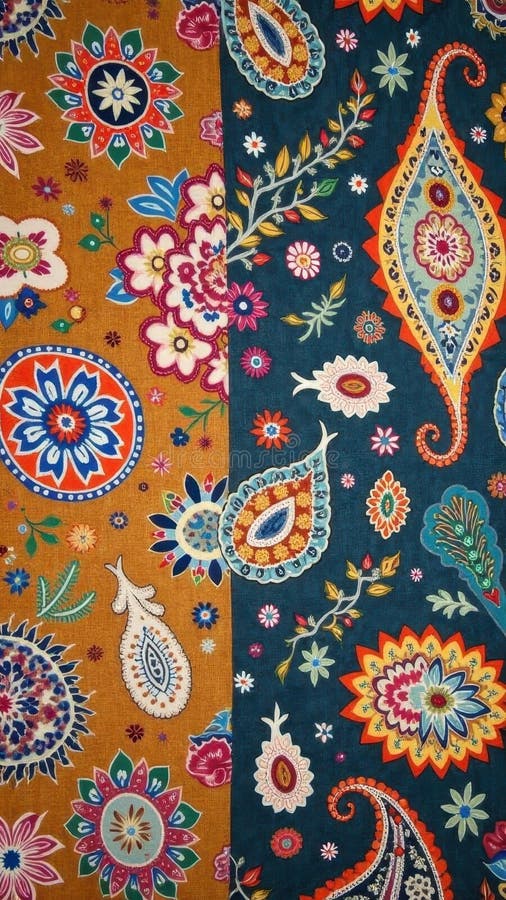 Colorful Bohemian Paisley and Floral Textile Pattern with Vibrant Designs Stock Photo - Image of ...