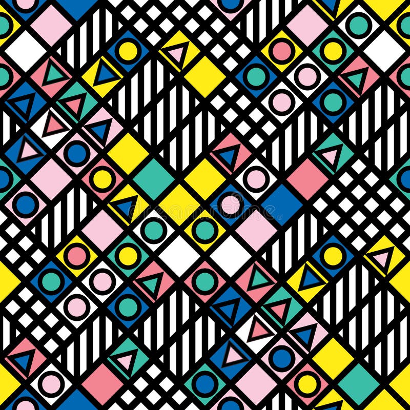 Colorful Bold Bright Seamless Pattern Stock Illustration - Illustration ...