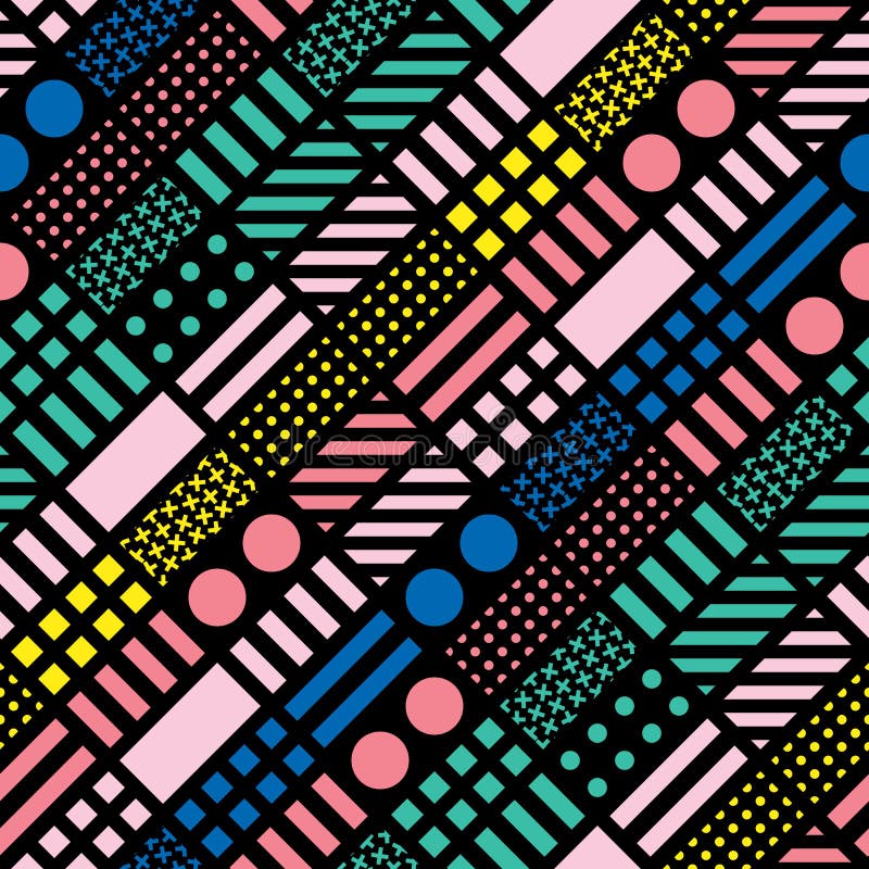 Colorful Bold Bright Seamless Pattern Stock Illustration - Illustration ...