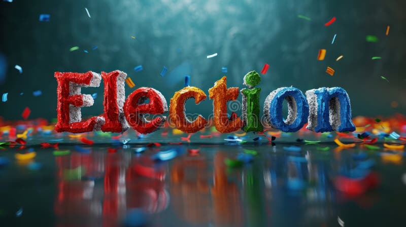 Colorful Bold Letter Written Election with Confetti Floating on Blur ...