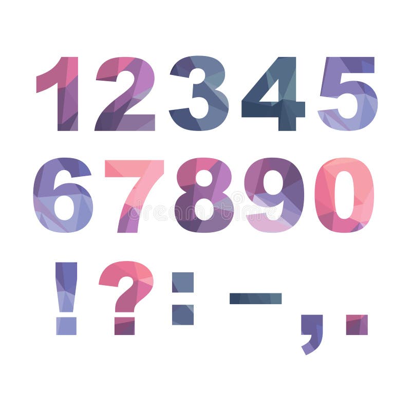 Colorful Bold Numbers and Punctuation Marks Stock Vector - Illustration ...