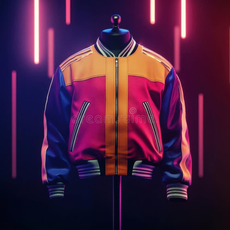 Colorful Bomber Jacket with Neon Lights Stock Illustration ...