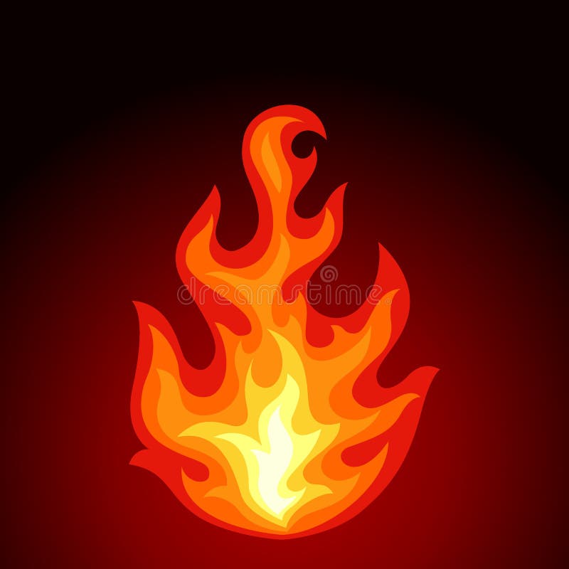 Colorful Bonfire. Red, Orange, Yellow Flat Flame on Black Background ...