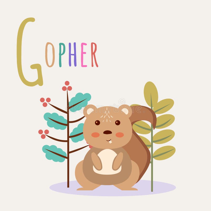 Colorful Book Alphabet. Book of Animals. Gopher. Letter G Stock ...