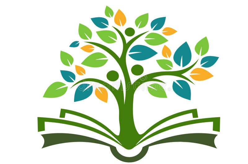 Colorful Book Logo Illustration Art Book and Tree Stock Illustration ...