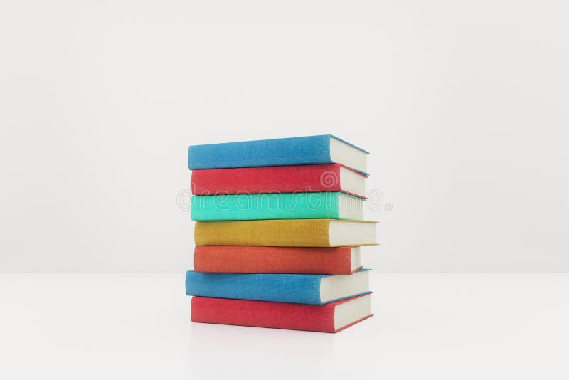 Colorful book stack stock illustration. Illustration of hardcover ...