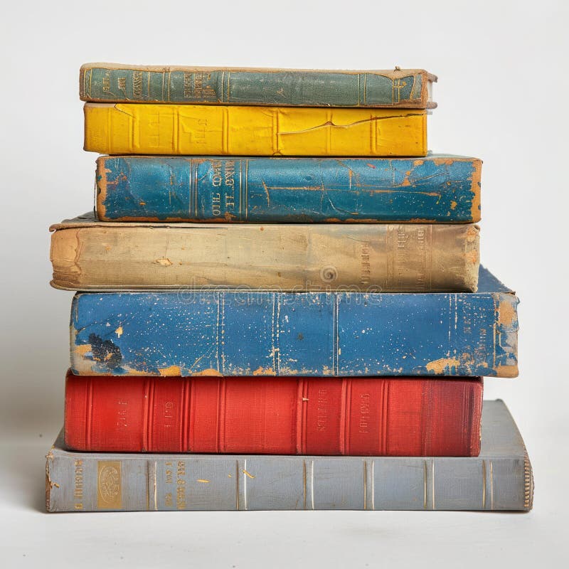 Colorful Book Stack on White Stock Image - Image of titles, blank ...