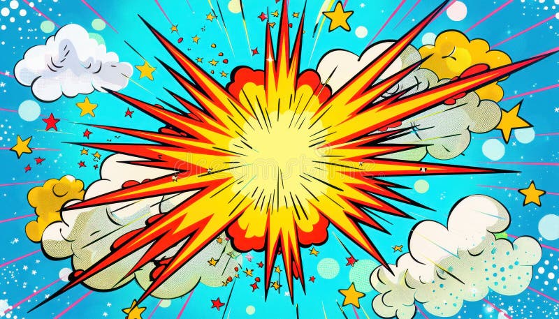 Colorful Book-style Comic: Explosion with Stars Stock Photo - Image of ...