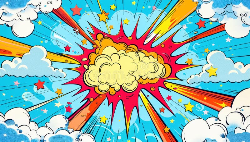 Colorful Book-style Comic: Explosion with Stars Stock Image - Image of ...