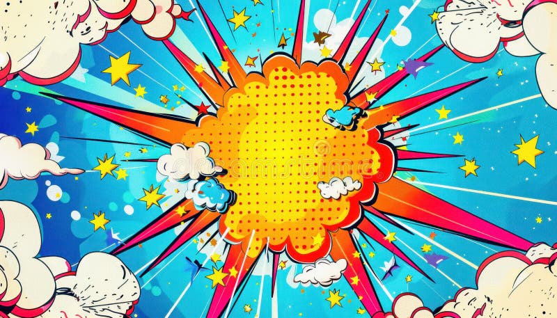 Colorful Book-style Comic: Explosion with Stars Stock Photo - Image of ...