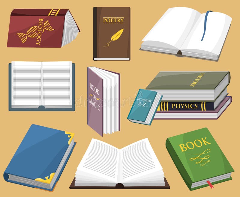 Colorful Book Vector Illustration Learn Literature Study Opened Closed ...