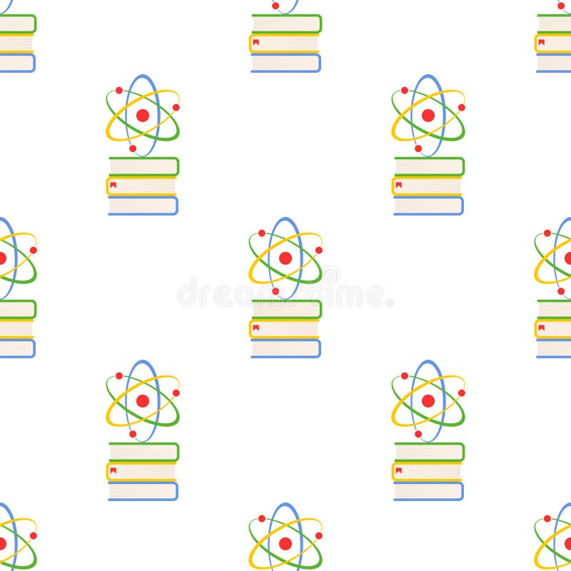 Colorful Books and Atom Seamless Pattern Stock Vector - Illustration of ...