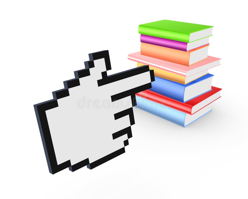 Colorful books and cursor. stock illustration. Illustration of culture ...