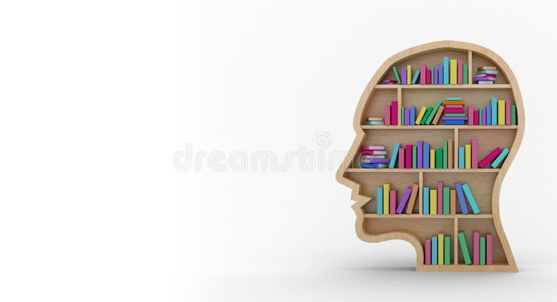 Colorful Books in Human Face Bookshelves Over White Background Stock ...