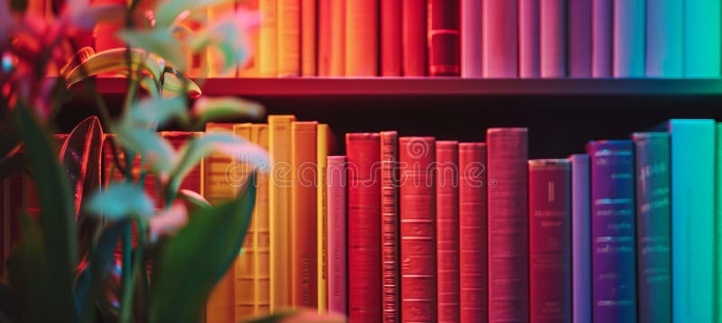 Colorful Books in a Library Stock Image - Image of generative, library ...
